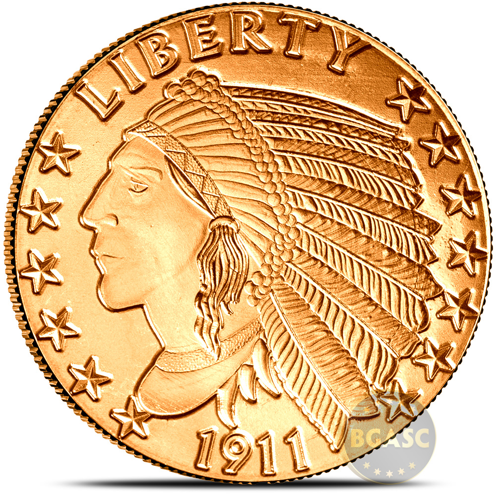 1 oz Incuse Indian Copper Round (New) l BGASC™