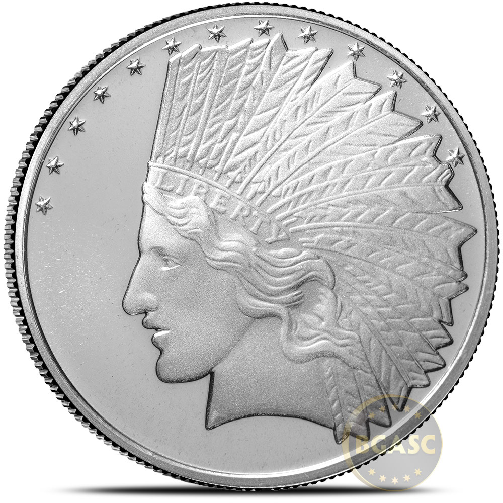 1 oz SilverTowne Indian Replica Silver Round (New) l BGASC™