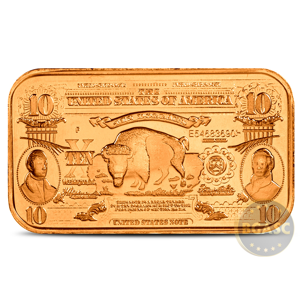 1 oz $10 Banknote Copper Bar (New) l BGASC™