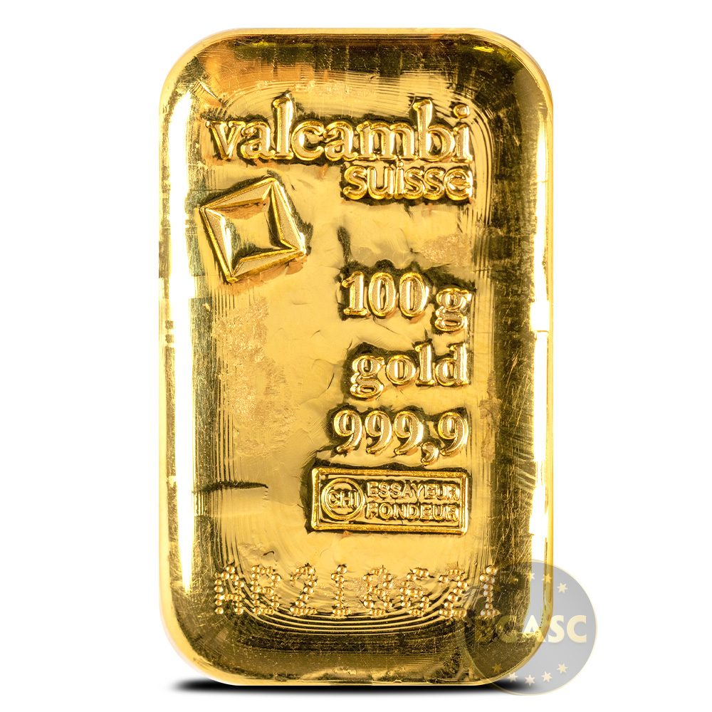 100 Gram Valcambi Cast Gold Bar (New w/ Assay) l BGASC™