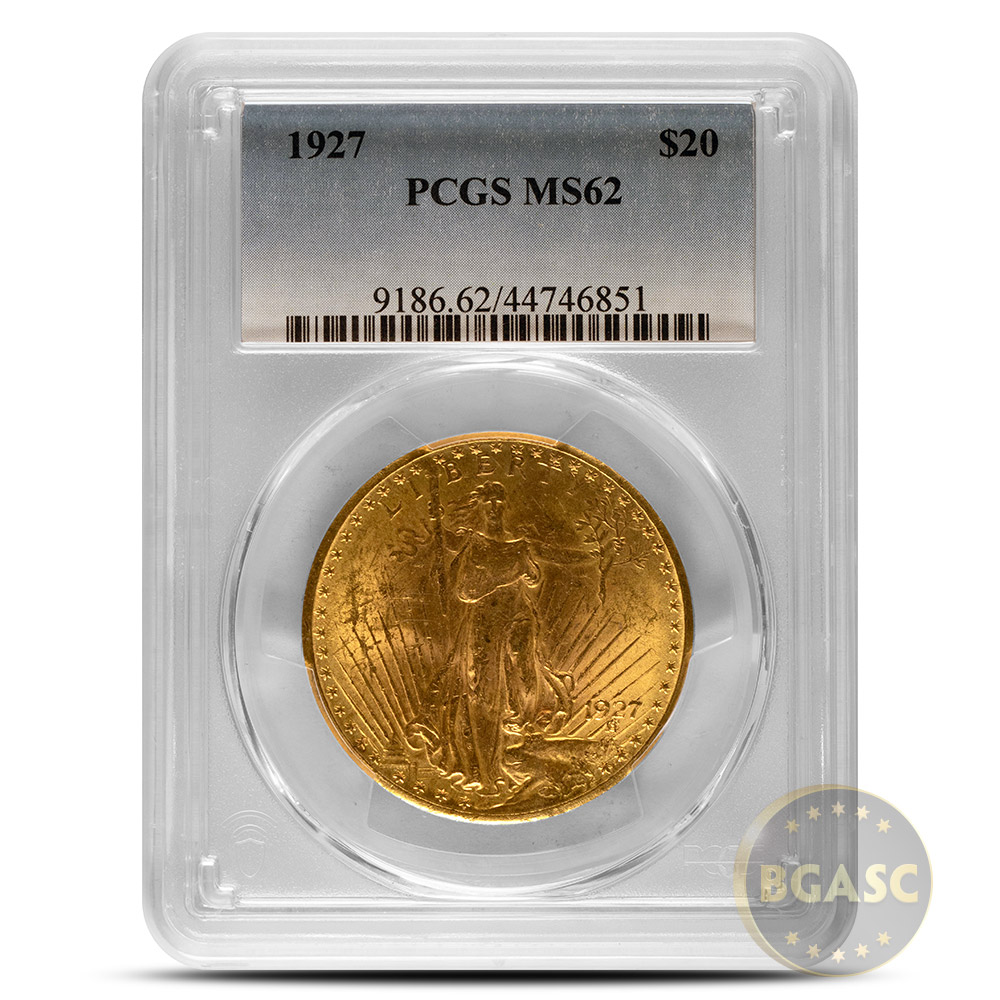 Pre-33 $20 Saint Gaudens Gold Double Eagle Coin MS62 (PCGS or NGC) l BGASC™