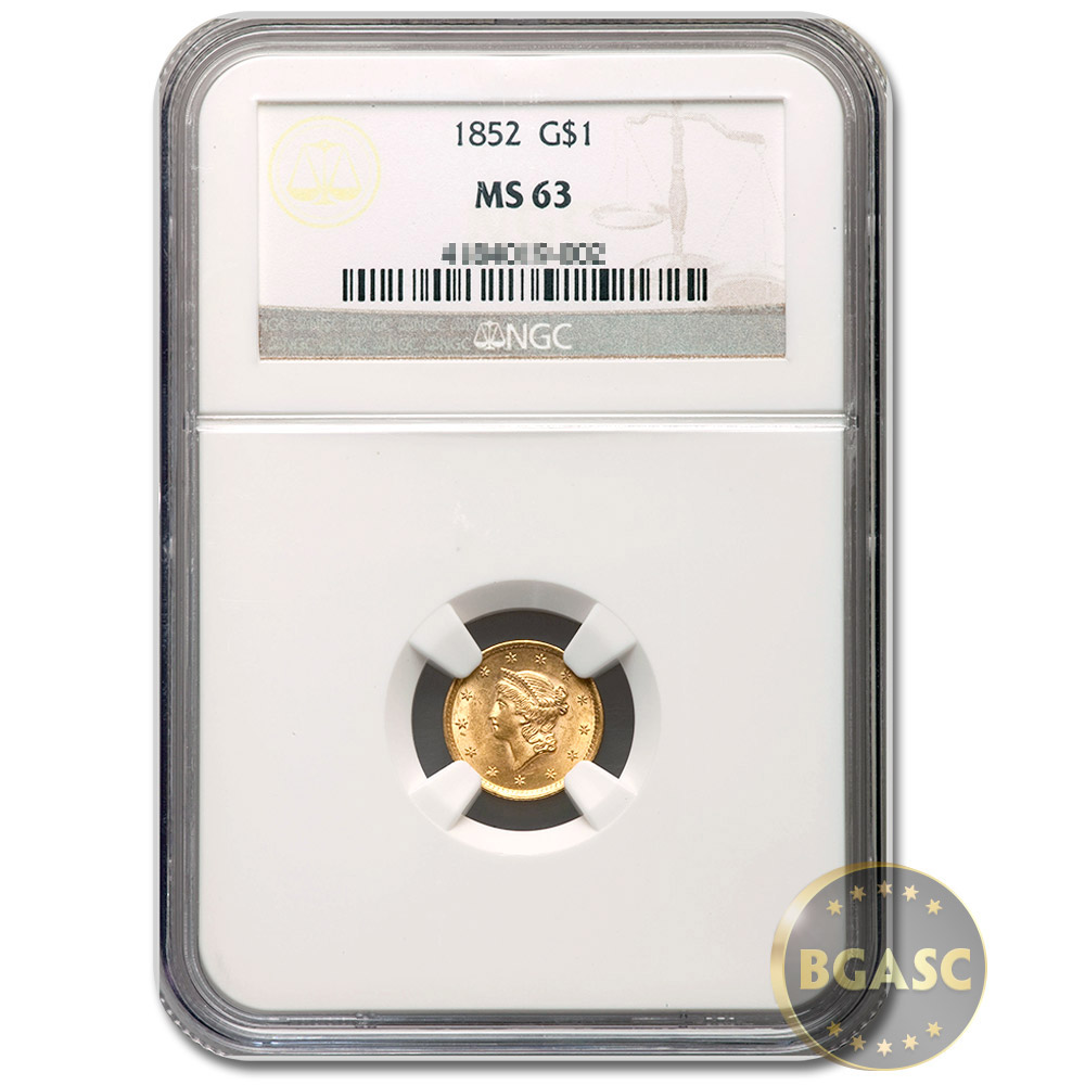 Pre-33 $1 Liberty Gold Coin (Type 1, MS63, PCGS or NGC) l BGASC™